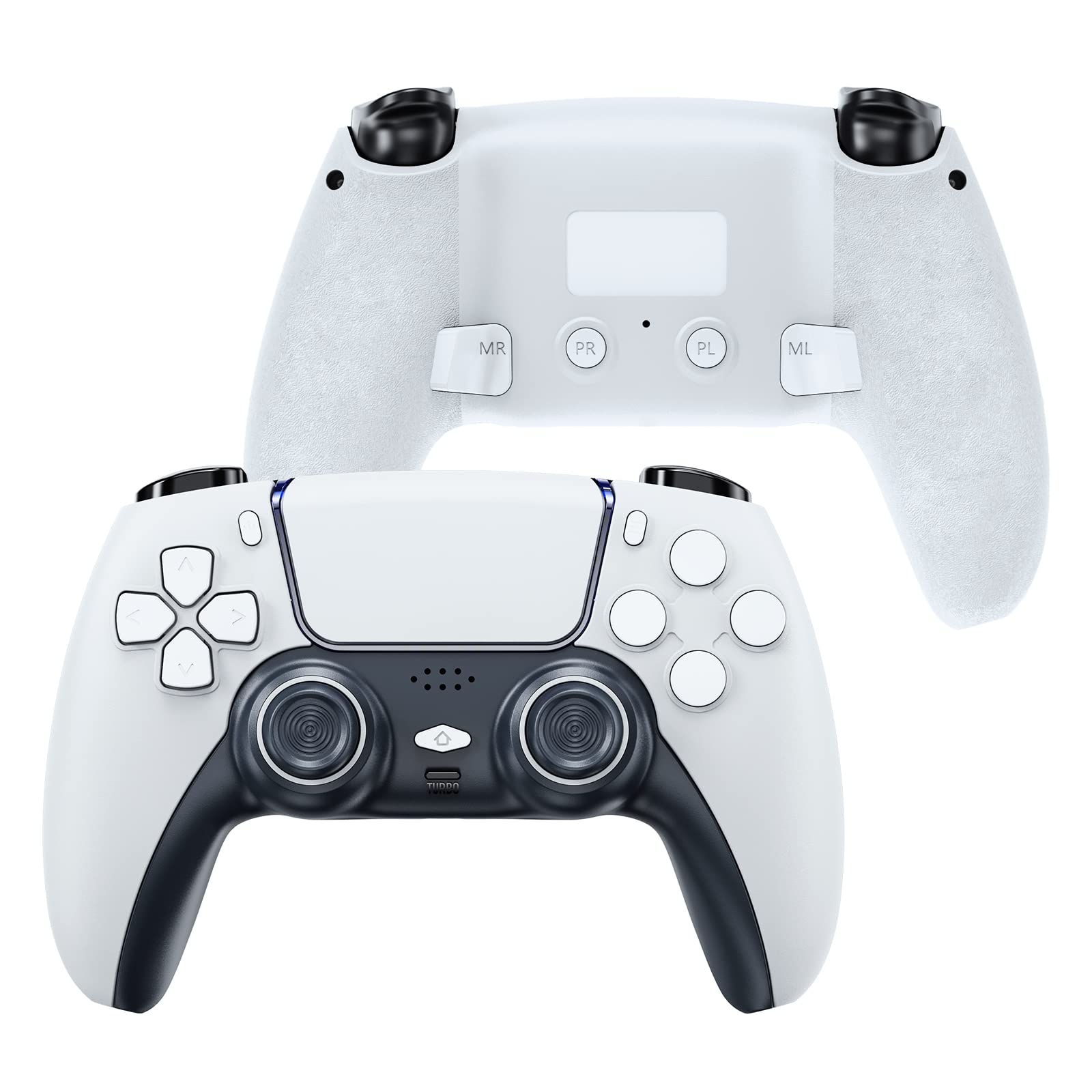 Wireless for PS4 Controller,joystick Gamepad with Vibration shock 4 Built-in Speaker 1000Mah battery Auto Fire Turbo custom Button Compatible Play station-4/Slim/Pro/PC/Android/IOS/NS Switch(White)