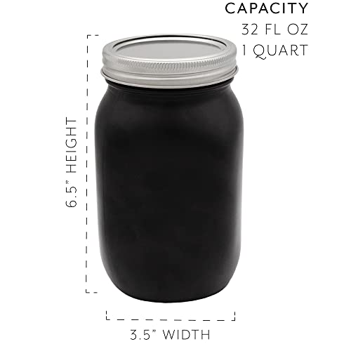 Darware Farmhouse Black Mason Jars (Set of 2); Home Decor and Storage Wide Mouth Decorative Wide Mouth Mason Jars, Black-Painted