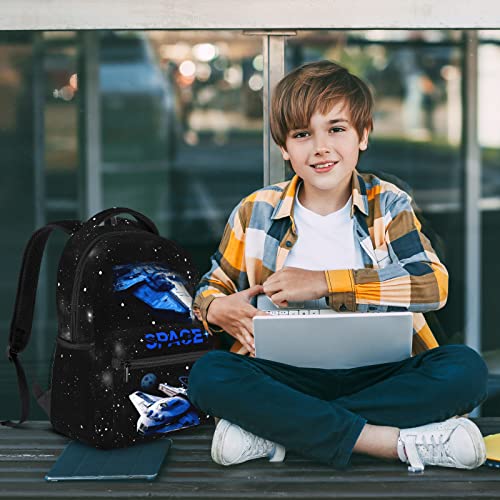 DAATUANG BlackSpaceBakpack Bak Pack Space Ship Book Bag Airplane Bookbag For Tavel Galaxy Bakpacks Universe Bak Packs Planes Durable Bookbags Funny Black Spaceship Bookbag Space Ship Book Bags Gift