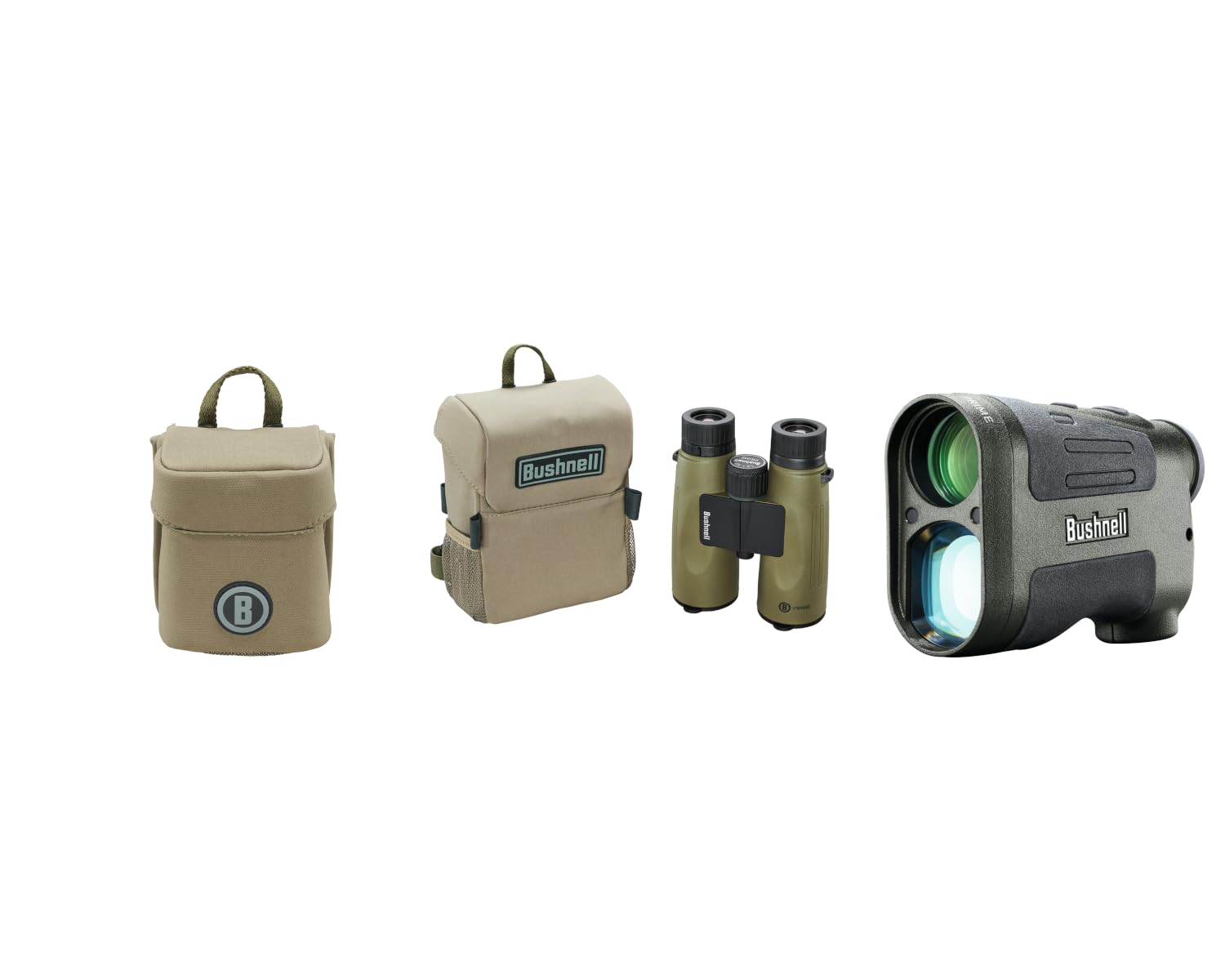 Bushnell Prime Hunting Bundle, Prime 12x50 Binocular and Prime 1300 Laser Rangefinder with Vault Bino & Laser Rangefinder Caddies, Waterproof, Performance Hunting Optics