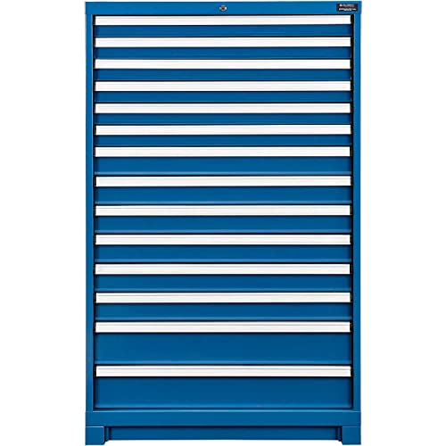 Global Industrial 14 Drawer Modular Cabinet, w/Lock, w/o Dividers, 36"Wx24"Dx57"H Blue