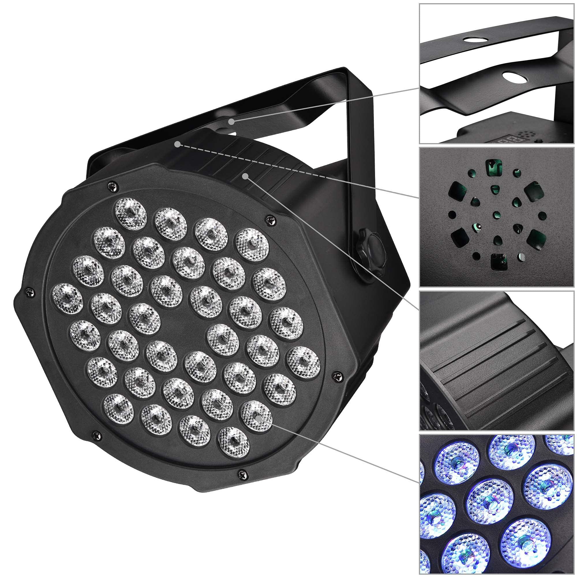 AW 4 Pack 3 in 1 Stage Par Light 36 LED RGB DMX 512 Control Sound Activated DJ Stage Lighting Disco Party Show Club KTV