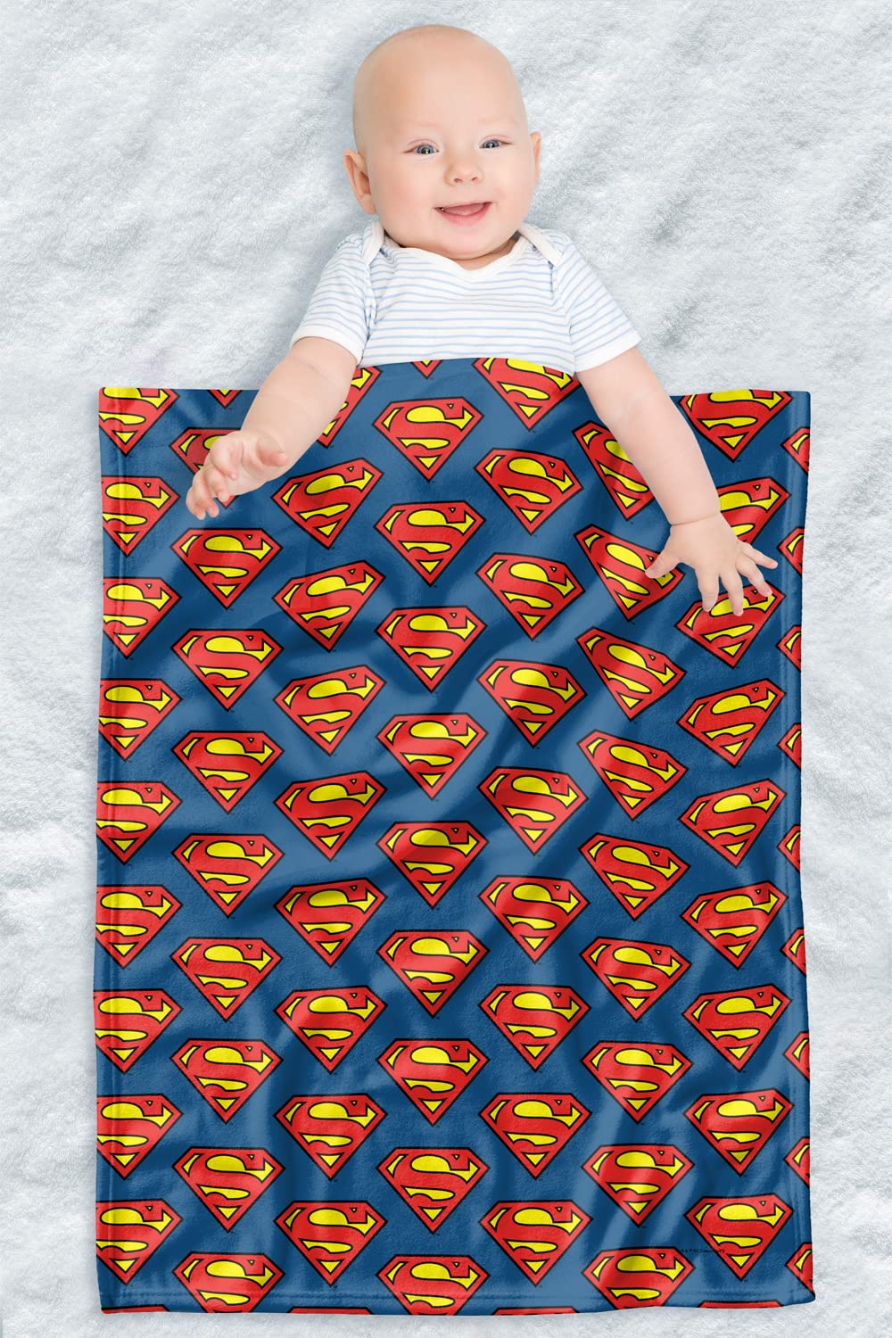 LOGOVISION Superman Lightweight Baby Blanket, 30"X40", Classic S Shield Logo Pattern Unisex for Infants Girls & Boys