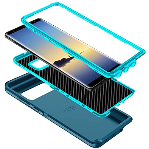 Mieziba for Galaxy Note 8 Case,Shockproof Dropproof Dustproof,3-Layer Full Body Protection Heavy Duty High Impact Hard Cover Case for Samasung Galaxy Note 8,Turquoise