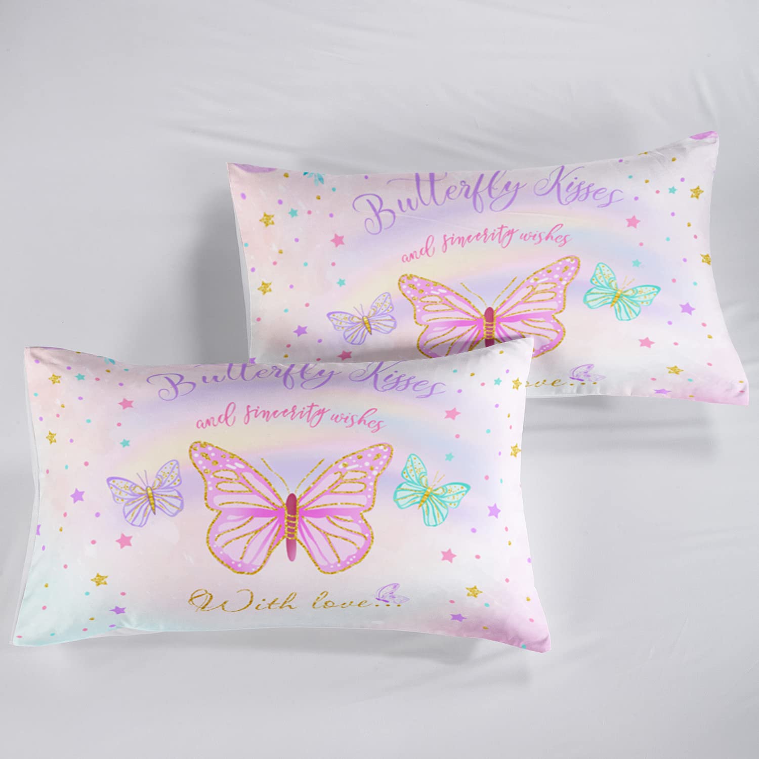 CVHOUSE Butterfly Bedding Set,Butterfly Comforter Full,Butterfly Comforter Set for Girls Kids Teens,Butterflies Quilt Set with 1 Comforter and 2 Pillow Cases- 3 Piece