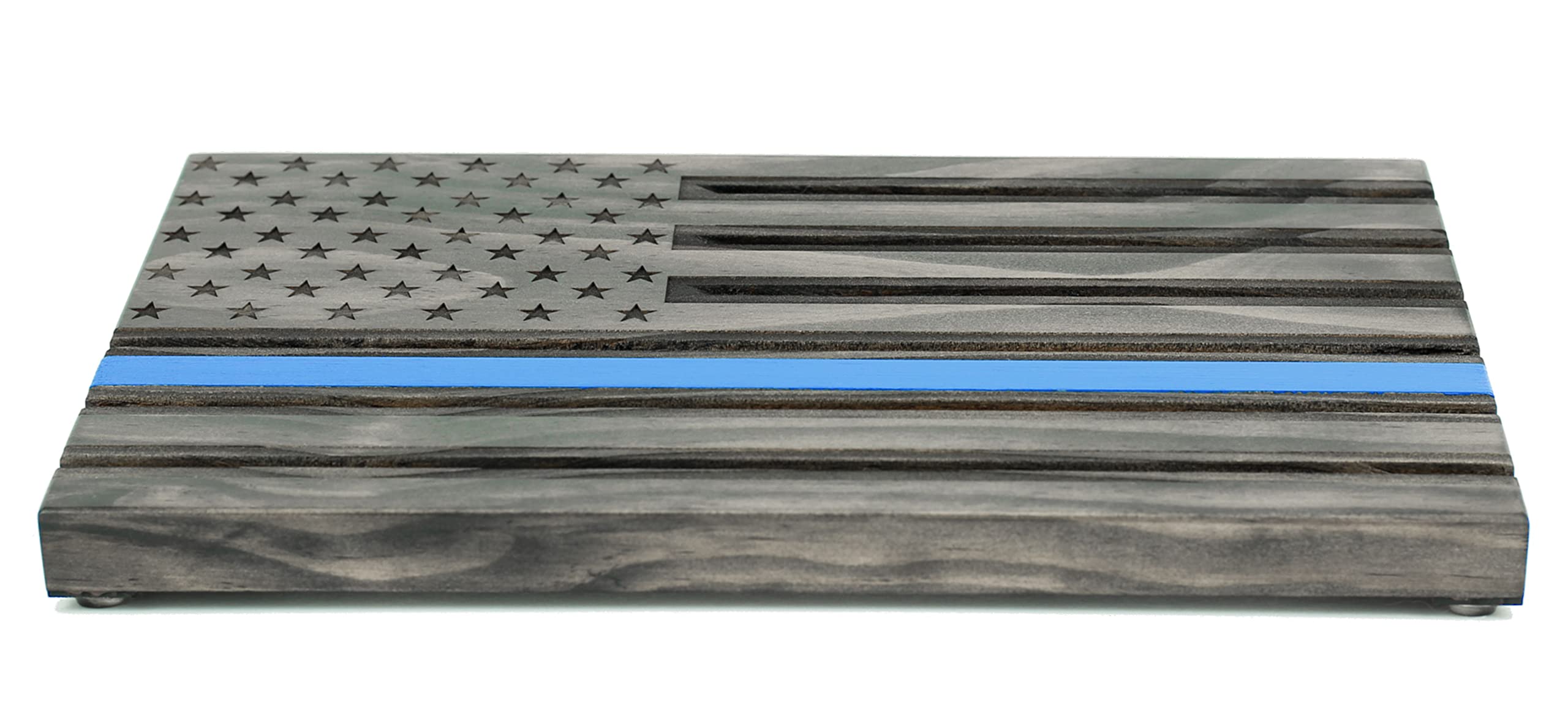 LOKI ENGRAVING Thin Blue Line Black American Flag Challenge Coin Display