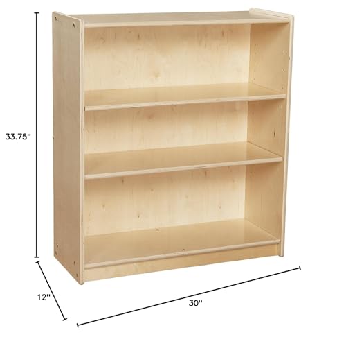 Contender Birch Bookcase With Two Adjustable Shelves |Montessori Bookshelve For Home, Office, Classroom, Daycare | Arts & Crafts Supplies Storage Unit For Toddlers
