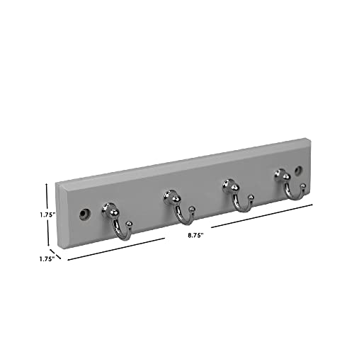 Home Basics 4 Hook Wall Mounted Key Holder Rack for Entryway, Kitchen, Bedroom β Organize Car Keys, House Keys, Small Accessories and Jewelry (White)