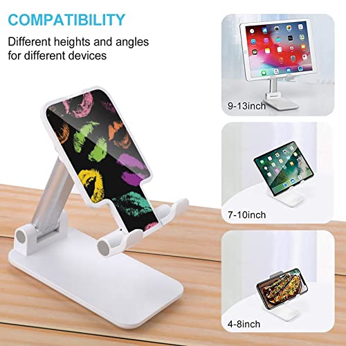 Colors Lips Prints Foldable Desktop Cell Phone Holder Portable Adjustable Stand for Travel Desk Accessories