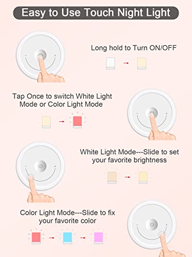 YYDSKIT Nursery Night Light for Kids Color Changing Rechargeable Touch Lamp for Newborn Baby Nursery Lamp Lasting Up to 100Hours Bedside Nightlight