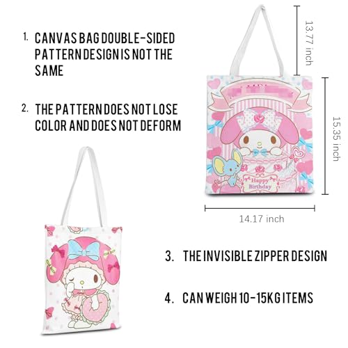 G-Ahora Cartoon Kitty Canvas Reusable Tote Bag Kawaii Kitty Portable Storage HandBags for Women Girl Student-8