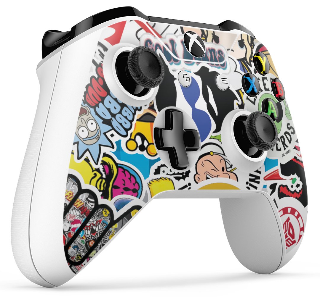 GNG Stickerbomb Skin Decal Sticker Compatible with Xbox One S Console + 2 Controller Skins