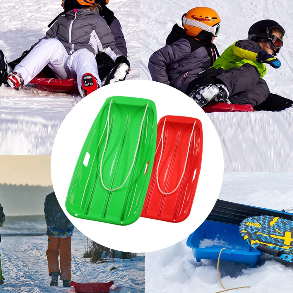 Bynccea Plastic Snow Sleds for Kids 35inch with Pull Ropes