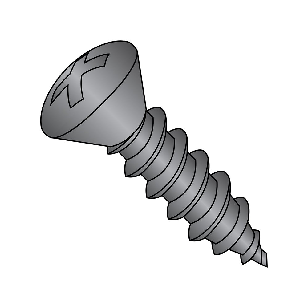 Small Parts 0624ABPOB Steel Sheet Metal Screw, Black Oxide Finish, 82 degrees Oval Head, Phillips Drive, Type AB, #6-20 Thread Size, 1-1/2" Length (Pack of 100)