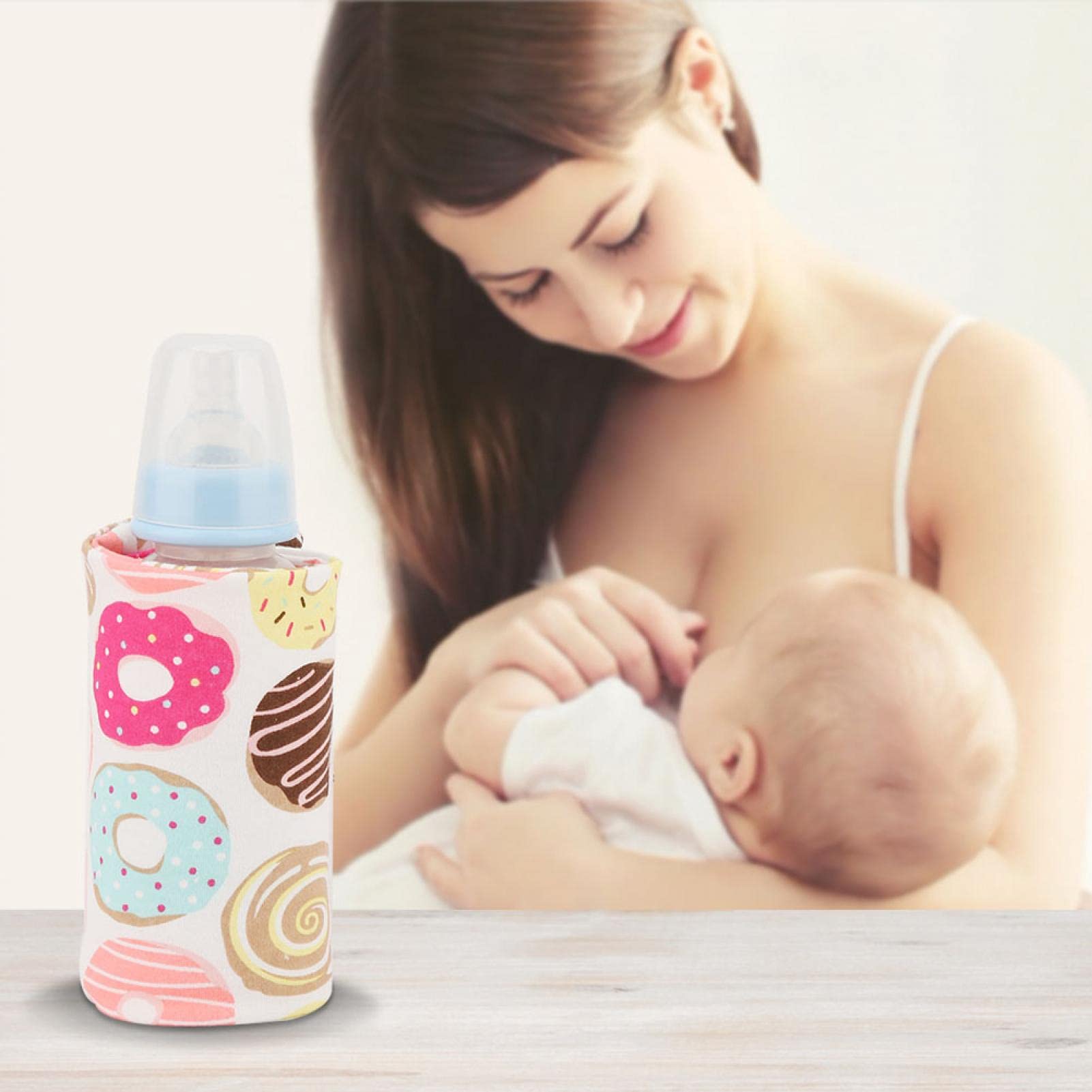 GOTOTOP Bottle Warmer Bag Bottle Warmer Case Milk Warmer Portable Cooler Bag with USB Charging Port for Baby Care(Donut)