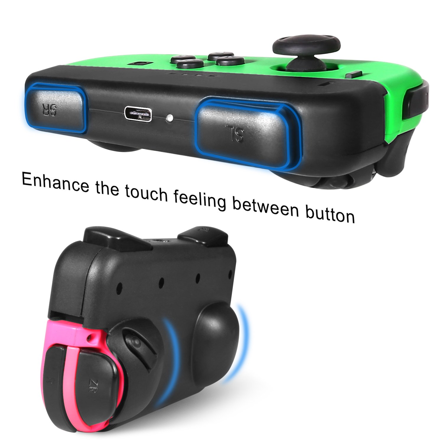 Mini Charging Dock Charger for Nintendo Switch Joy-Con with Low Battery Reminder and LED Charger Indicator - Black, 2 Packs