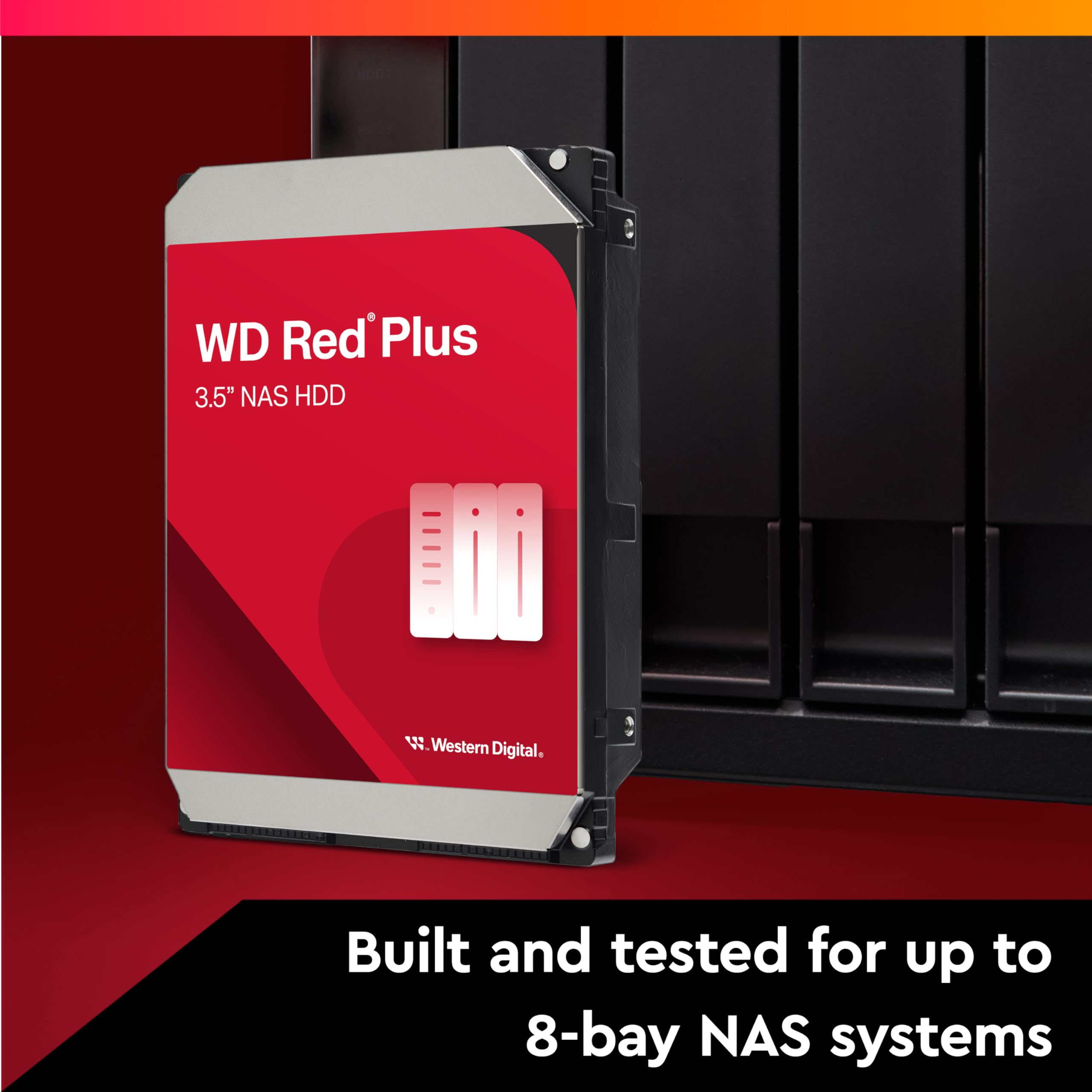 Western Digital 1TB WD Red Plus NAS Internal Hard Drive HDD - 5400 RPM, SATA 6 Gb/s, CMR, 64 MB Cache, 3.5" - WD10EFRX