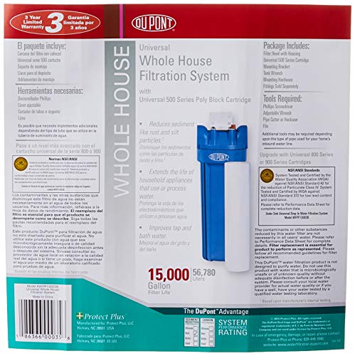 DuPont WFPF13003B Universal Whole House 15,000-Gallon Water Filtration System, Blue, Old Version