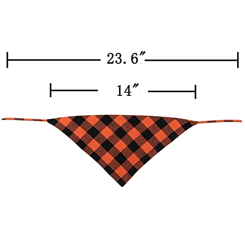 Fall Dog Bandana Autumn Thanksgiving Halloween Plaid Reversible Triangle Bibs Scarf Accessories for Dogs Pets