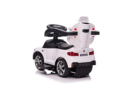 Best Ride On Cars BMW 4 in 1 Battery Powered Push Car, White, Large