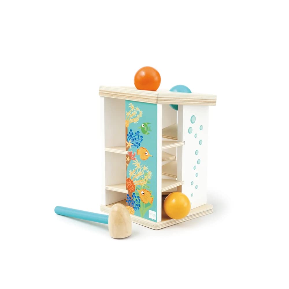 Scratch Preschool: Pound and ROLL Tower/Underwater World 17.5x14.5x23.5cm, with 3 Balls and Hammer, 18m+