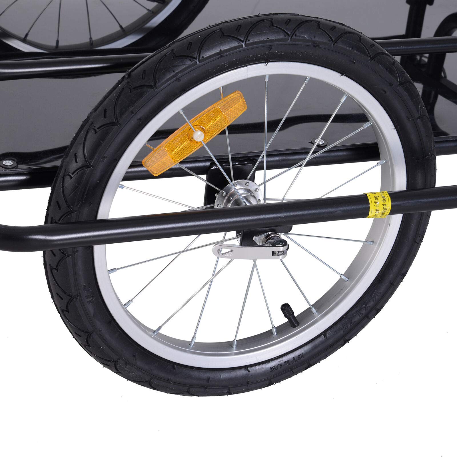Black Folding Cargo Trailer with Seat Post Hitch for Quick Easy Attachment to Bicycle Can Fit Most Bicycles Quick Release Wheel Storage Cart for Transportation of Luggage Tools Groceries Space Saving