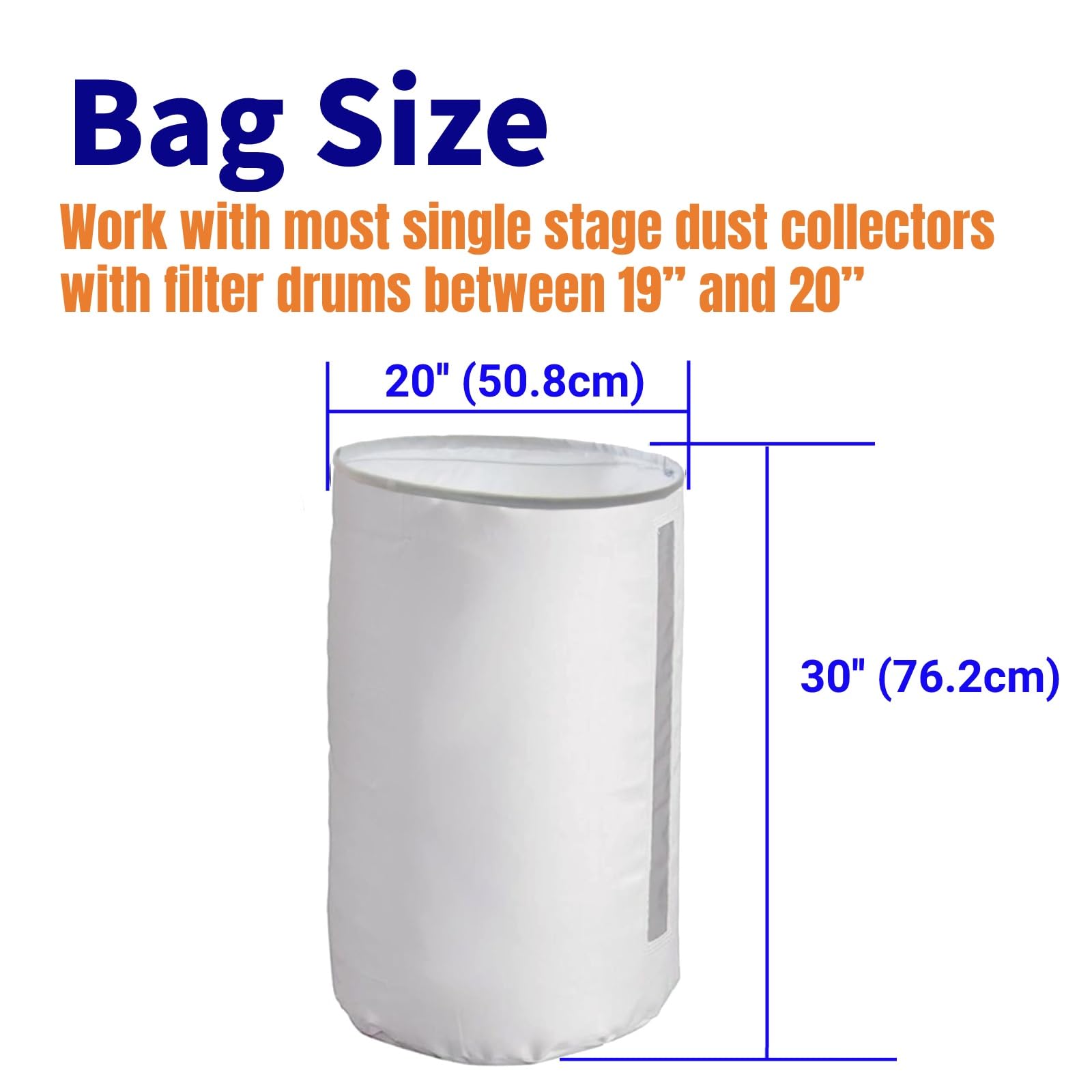Dust Collector Bottom Bag for Woodworking 30 Micron 20" Dia. x 30", 70 Gallon Dust Collector Lower Bag Compatible with Harbor Freight Wen Grizzly JET Delta