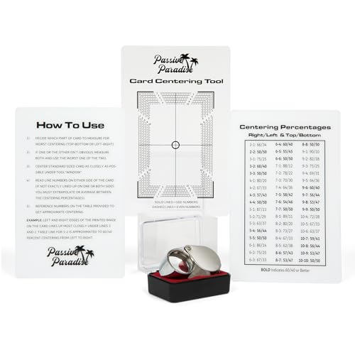 Passive Paradise Card Grading Centering Tool Set - Magnifying Tool & Cleaning Cloth Included - Sports Trading Card Submission Pre-Inspection Kit