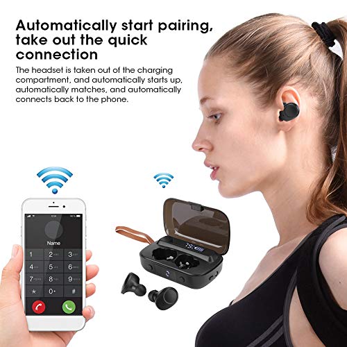 Bluetooth Earphones, A13 TWS Wireless Portable Sports Headsets Touch Control Headsets with LED Digital Power Display (with Cord)
