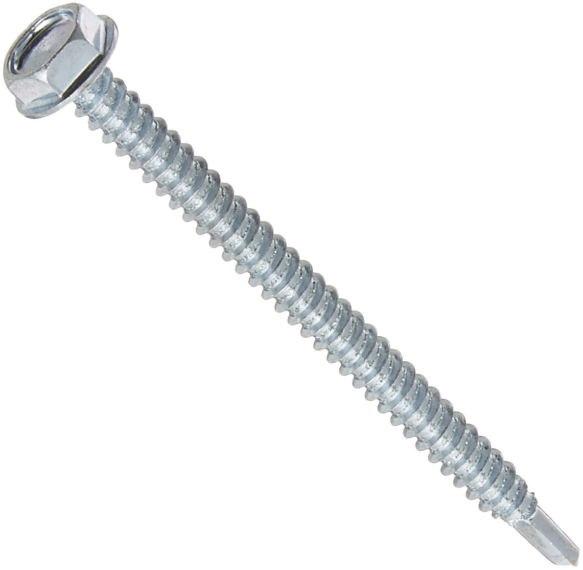 Small Parts 1040KW Steel Self-Drilling Screw, Zinc Plated Finish, Hex Washer Head, Hex Drive, #3 Drill Point, #10-16 Thread Size, 2-1/2" Length (Pack of 50)