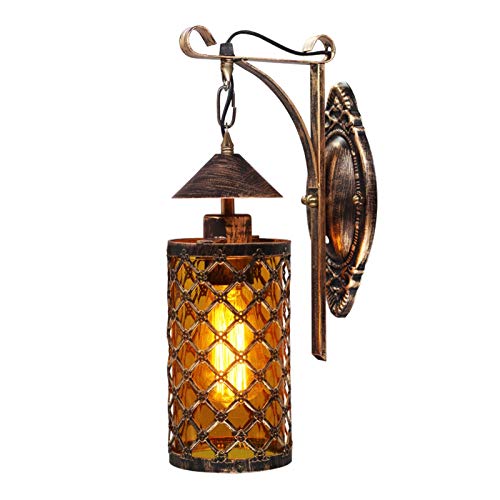 Outdoor Lights Chinese Style Vintage Indoor Bathroom Wall LED Light Bedside Glass Kerosene Lamp Bar Corridor Lantern Wall Lamps for Home,Garden,Yard,Decorations