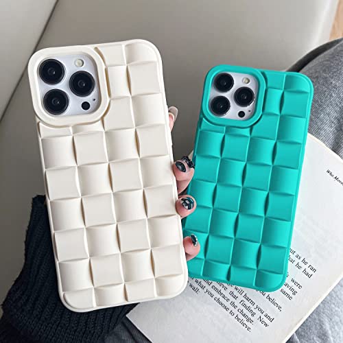 Ginkgonut Compatible with iPhone 13 Pro Case for Women/Girls, Cute 3D Laid Desgin Soft Silicone Shockproof Raised Bumper Corners Case for iPhone 13 Pro(White)