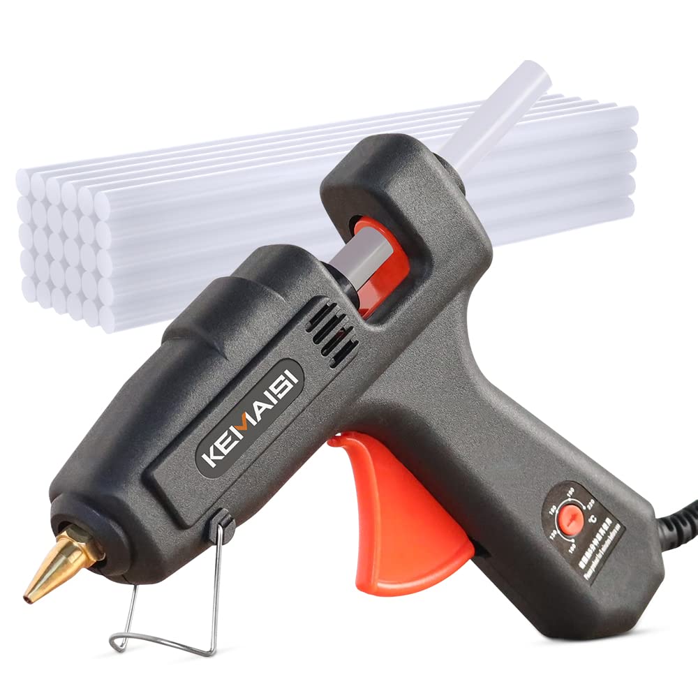 KEMAISI Full Size Hot Glue Gun kit, 100 Watt Temperature Adjustable Heavy Duty Hot Glue Gun, With 30pcs Premium Hot Glue Sticks, Best Large Glue Gun and Sticks Set for Crafts, DIY, Constrution