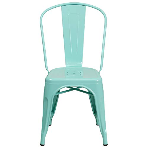 Flash Furniture Commercial Grade Mint Green Metal Indoor-Outdoor Stackable Chair