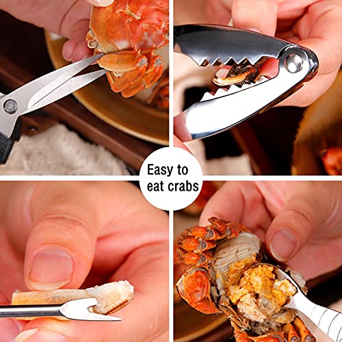 FEIYIYANG Seafood Tools 9-Piece Stainless Steel Seafood Tool Set Professional Tool for Eating All Kinds of Seafood Crab Lobster Crackers and Picks Tools Crab Crackers