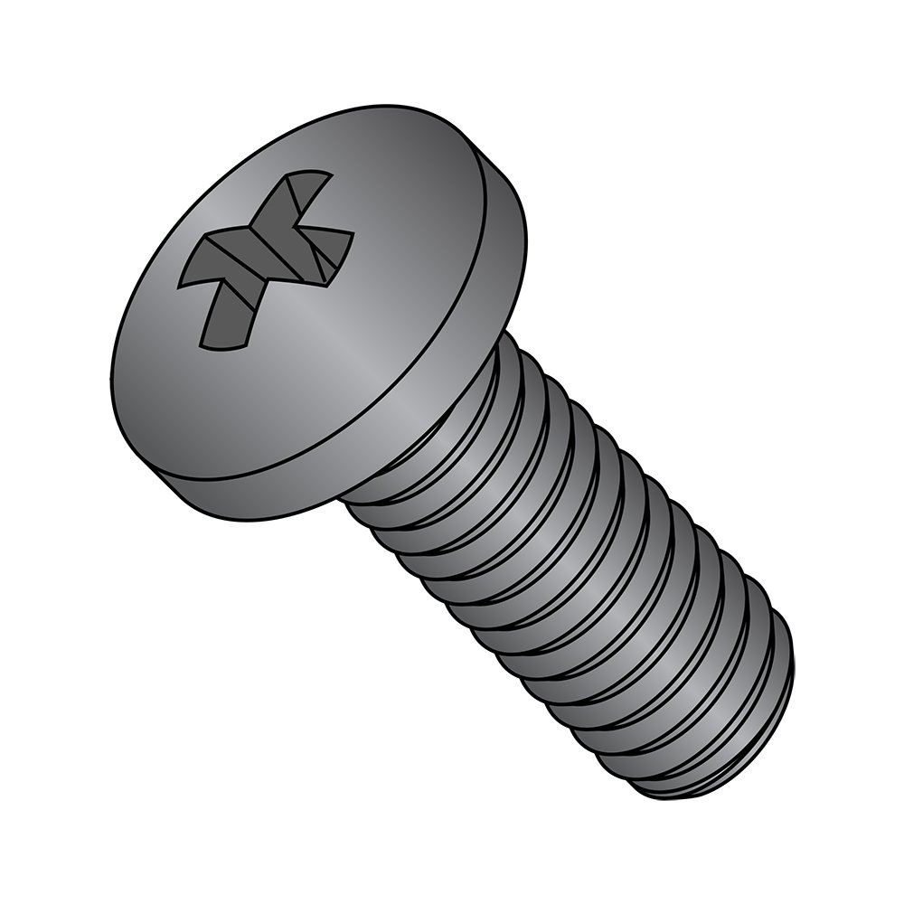 Small Parts M24D7985AB Steel Pan Head Machine Screw, Black Oxide Finish, Meets DIN 7985, #1 Phillips Drive, M2-0.4 Thread Size, 4 mm Length, Fully Threaded, Import (Pack of 100)
