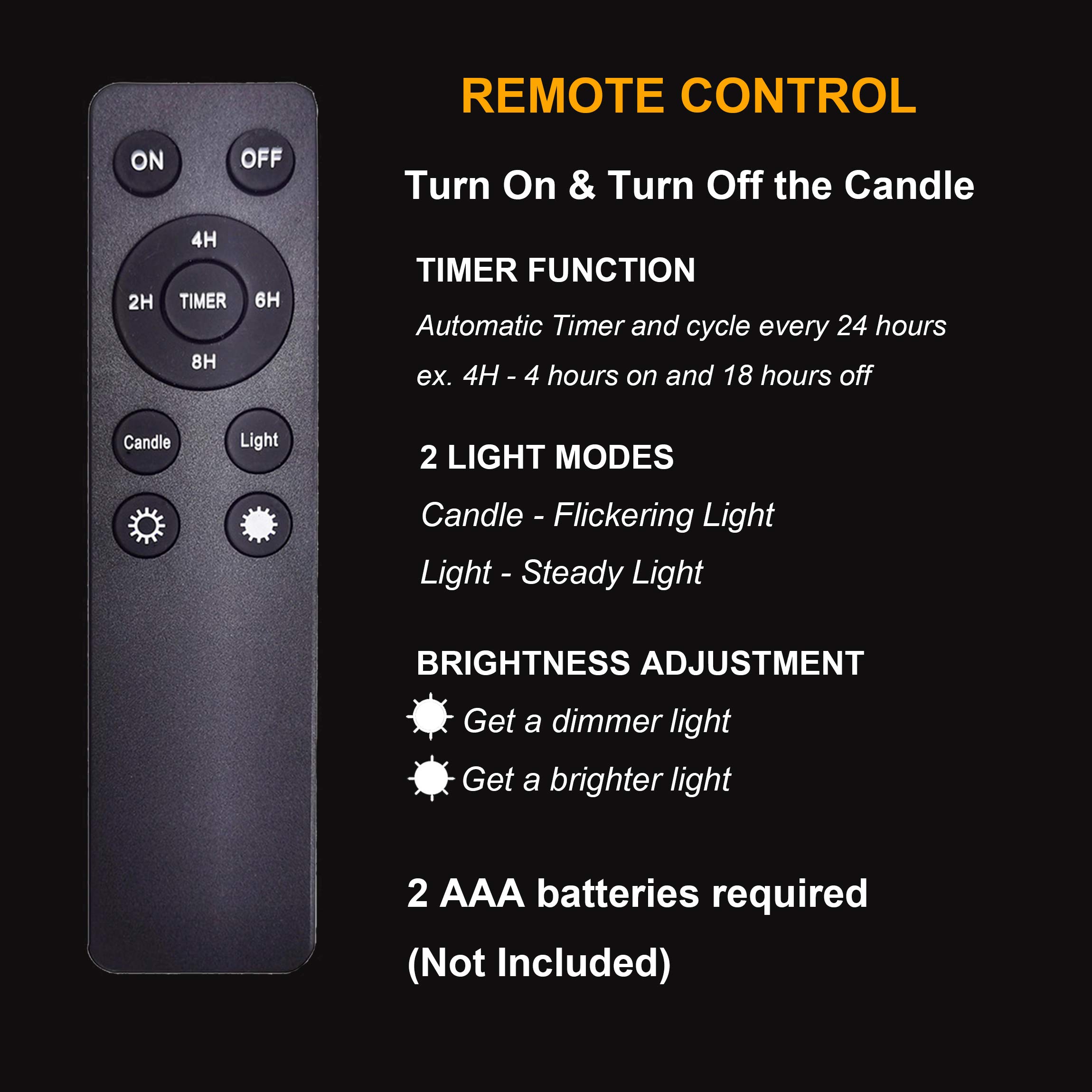 Outdoor Waterproof Large Led Flameless Candle with Remote Timer Long Lasting Battery Operated Plastic Electric Resin Pillar Candle light for Home Garden Patio Xmas Wedding Party Decorations 4”X10”