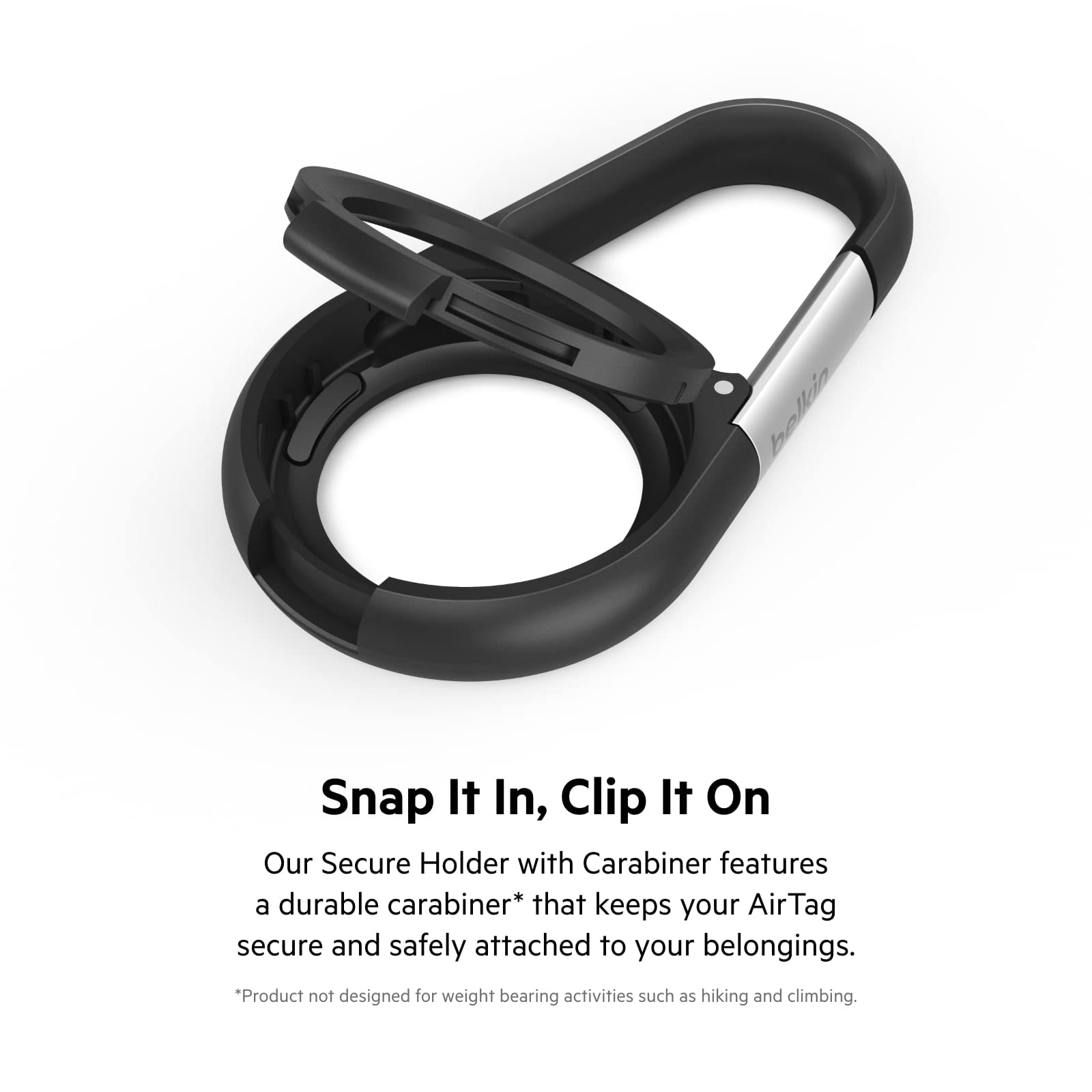 Belkin Apple AirTag Secure Holders with Carabiner & Key Ring - Durable Cases Protect AirTags