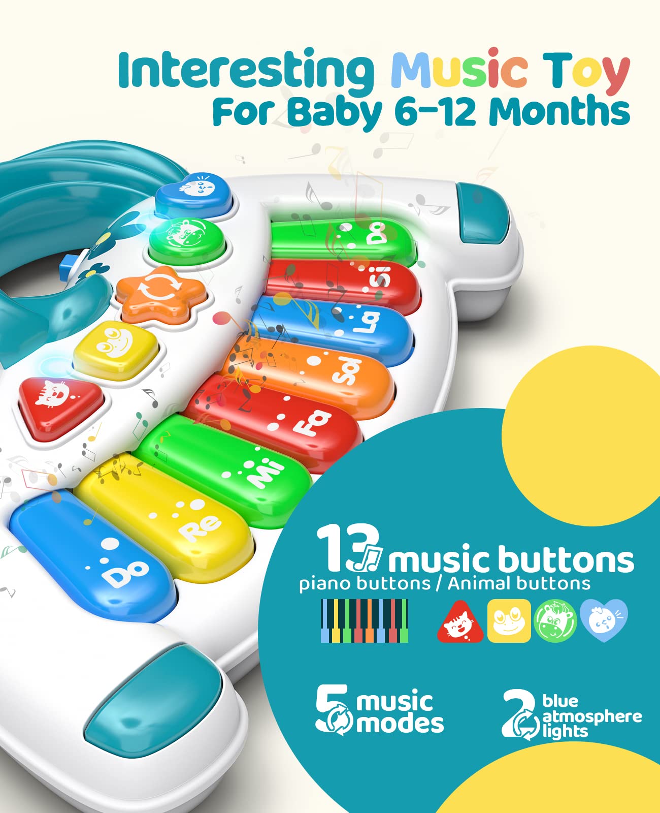 Baby Toy, Unicorn Toy with Music and Flashing Lights Aminal Language for 6-12months