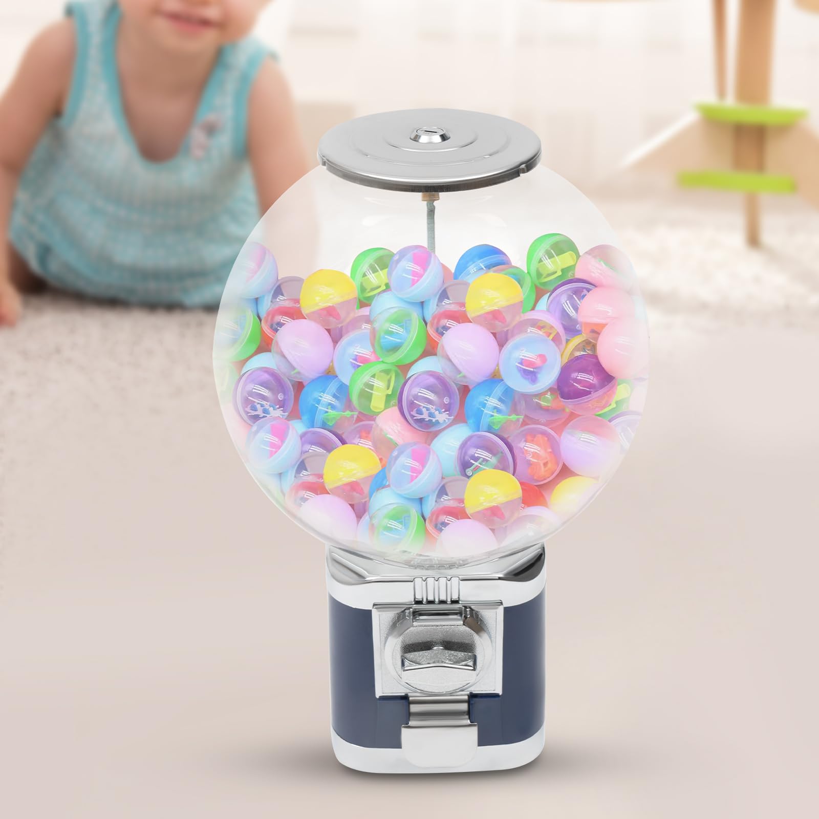 awolsrgiop Candy Dispenser Vending Machine, Candy Machine Gumball Machine Maker Big Bubble Candy Dispenser Machine Toy Vending Machine For Kids 1.26β Ball Bulk Vending Machines w/Key (Dark Blue)