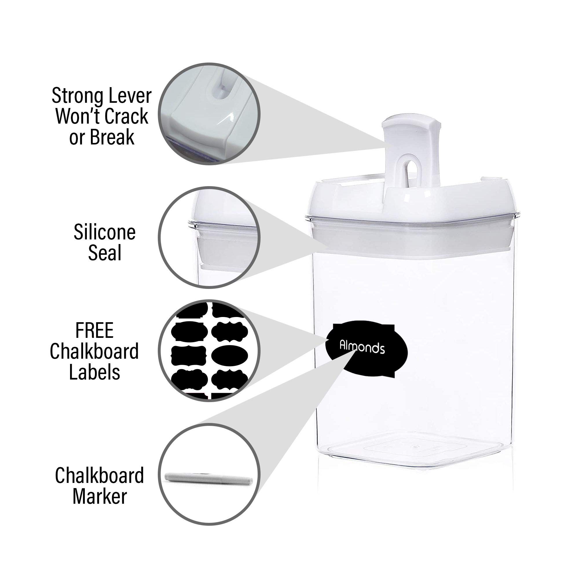 CINEYO 7 Pc's Airtight Food Storage Container & Mop and Broom Holder Wall Mount (Gray)