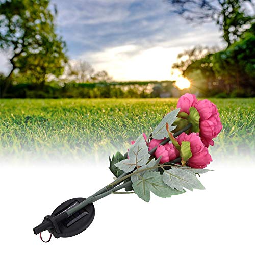 PBOHUZ Solar Flower Light - Solar Power LED 3 Heads Simulation Peony Rose Flower Light for Home Garden Lawn Decor
