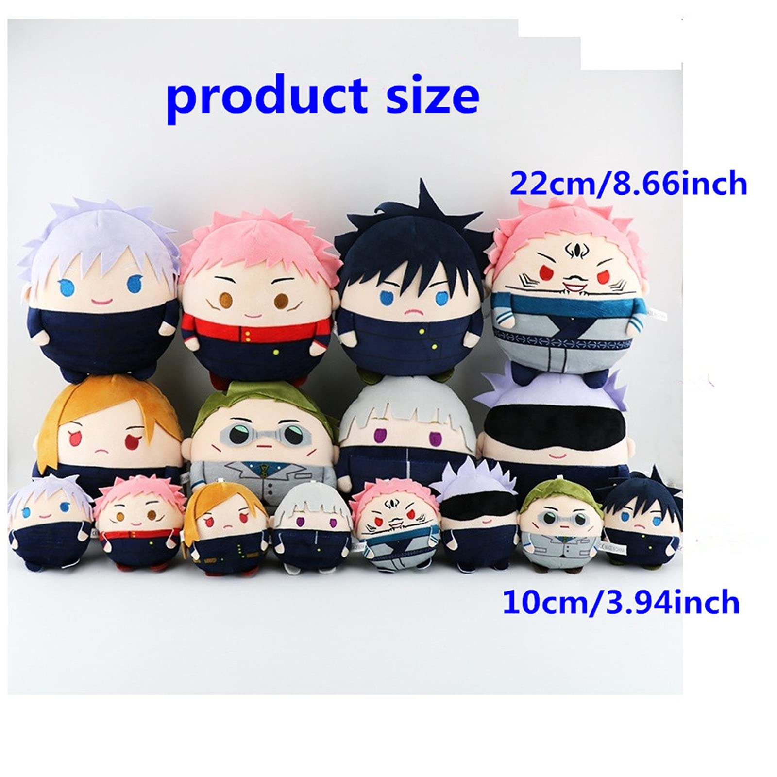 LINKOM Anime Plush Doll Figures Gojo Satoru Yuji Itadori Soft Plushie Stuffed Toys Keychain Round Cushion Pillow Cosplay Props Keyring (22cm/8.66inch, Gojo Satoru B)