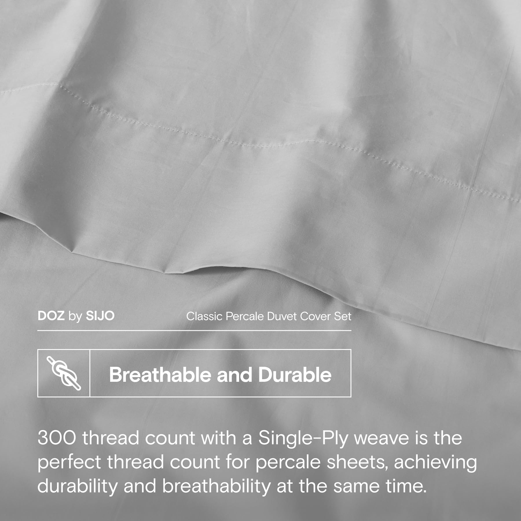 DOZ 100% Long Staple Cotton Duvet Cover Sets, Classic Crisp Percale Weave, Breathable, Matte Finish, Hotel Comfort, 106"x90", 8 Loops, 3pc β 2 Pillowcases 1 Duvet Cover (Dove, King/Cal King)