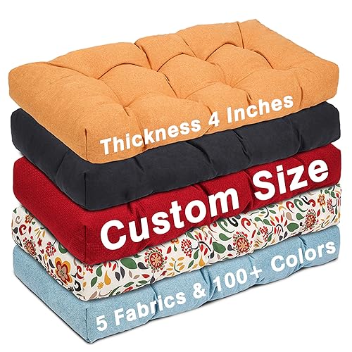 Custom Bench Cushions,Non-Slip Memory Foam Bench Cushion, Indoor Furniture Cushion, Window Seat Cushion, Outdoor Waterproof Swing Cushion, Storage Bench (Custom Size, 4 Inch Thick, 100+ Colors)