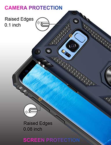 Galaxy S8 Case - Military Grade 16ft Drop Tested, Magnetic Ring Kickstand, Car Mount Compatible, Slim Fit, Heavy Duty Protection - Blue