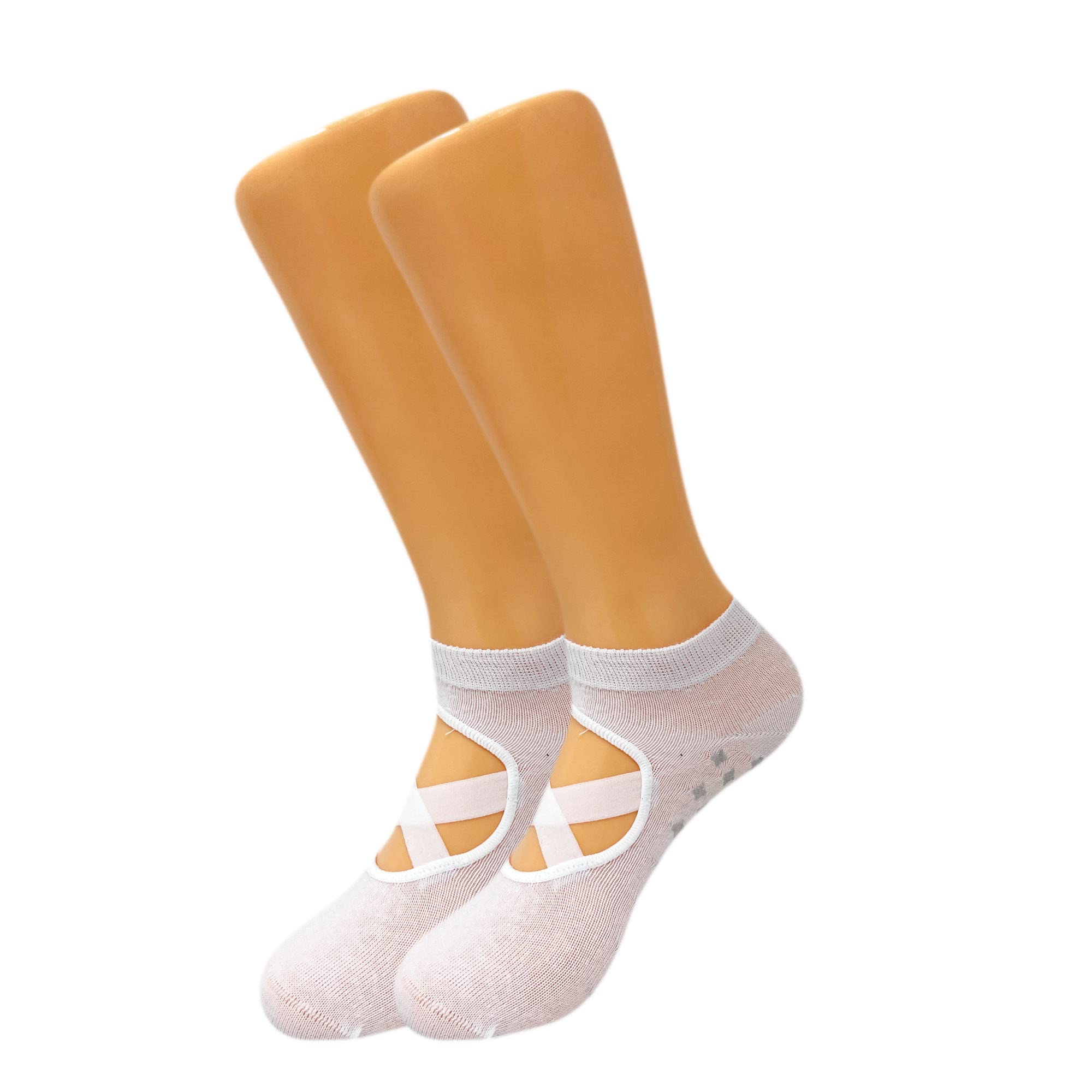 AWS/American Made White Pilates Yoga Socks with Grips for Women 3 Pairs Non-Slip Ideal for Barre Ballet Dance Workouts