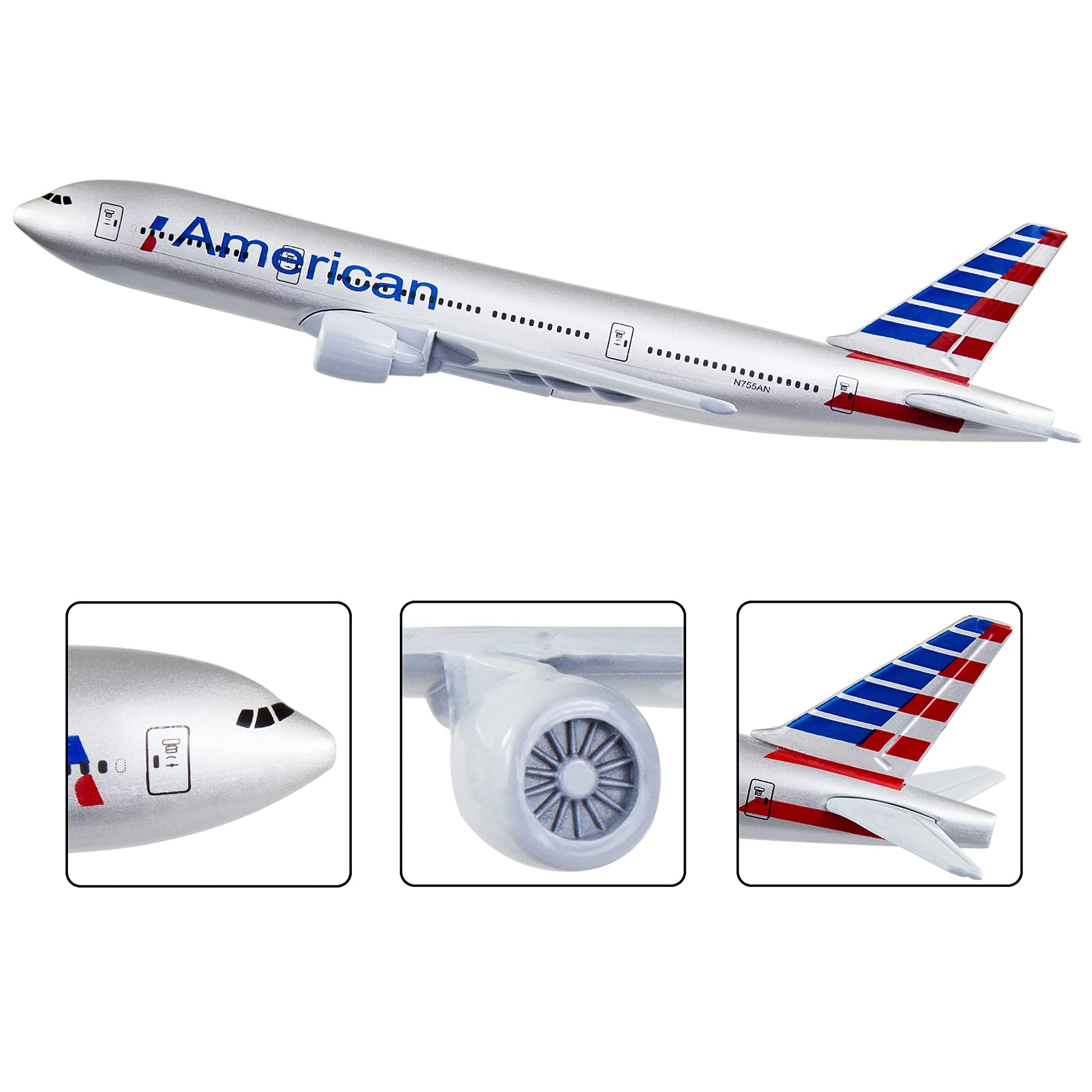 Busyflies Model Airplane 1:400 Scale Die-cast Planes Model Alloy American Airlines B777 Metal Aircraft Model Plane Model for Birthday Gifts