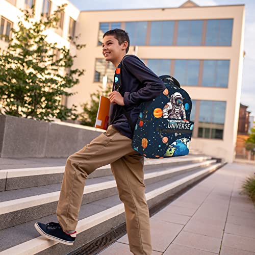 Galaxy Space Astronaut Backpack for Men Blue Planet Print Bookbags for Men Lightweight Waterproof Adjustable Strap Bags Travel Daypack Laptop Backpack