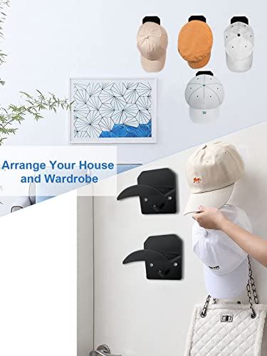 GOJUSO Hat Rack Wall Mount and 10 Adhesive Hat Hooks for Wall Over The Door with 4 Metal Hooks /4 Adhesive Hooks